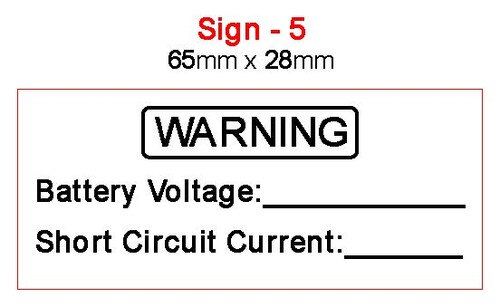 Battery Warning Sign - Volts & Amps
